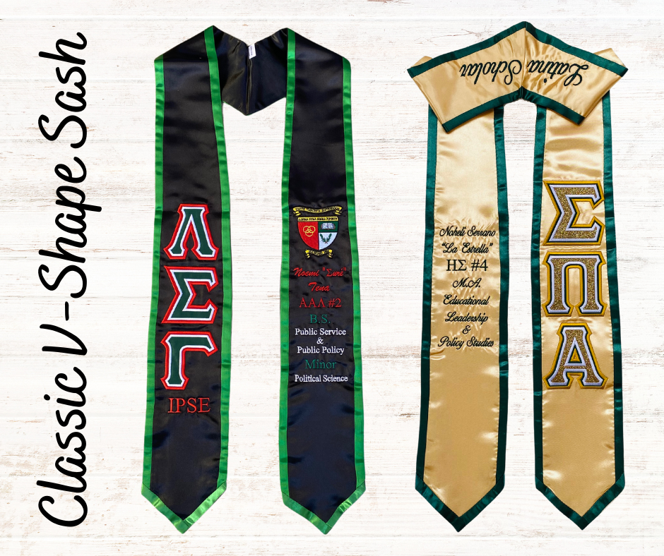 Classic V-Shape Greek Letter Graduation Sash – Resilient Designs